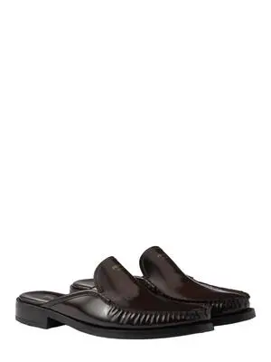 Prada Brushed Leather Mules - Sienna