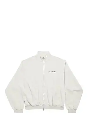 Balenciaga Cotton Logo Zip-up Jacket - White