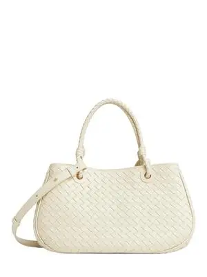 Bottega Veneta Leather Basket Shoulder Bag - White