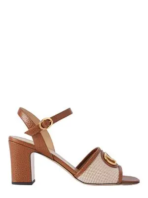 Valentino Garavani Vlogo 75 Textured-leather And Canvas Sandals - Brown