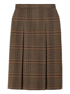 Saint Laurent Wool Midi Skirt - Brown