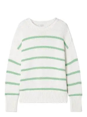 LA LIGNE Marina Striped Cotton Sweater - Ivory