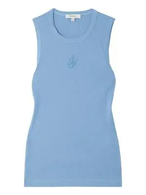 JW Anderson Logo-embroidered Ribbed Tank - Blue