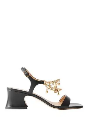 Chloé Embellished Leather Sandals - Black