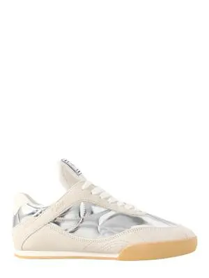 Chloé Kick Suede And Metallic Leather Sneakers - Silver