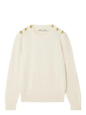 BLAZÉ MILANO Highland Cable-knit Wool And Cashmere-blend Sweater - White