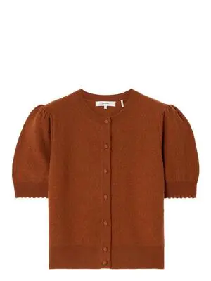 FRAME Pointelle-knit Cashmere Cardigan - Brown