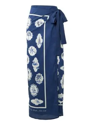 Agua Bendita Lavanda Printed Pareo - Blue