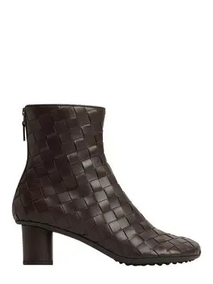 BOTTEGA  VENETA Intrecciato Kitten-heel Ankle Boots - Fondant