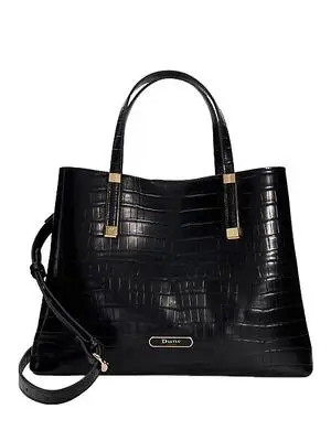 DUNE Croc-effect Faux-leather Tote Bag - Black Synthetic Croc Rec