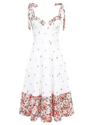 House Of Cb Floral-print Cotton Midi Dress - White Floral Print