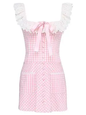 House Of Cb Gingham Stretch-cotton Mini Dress - Pink Gingham