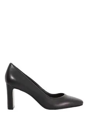 DUNE Leather Heeled Courts - Black Leather