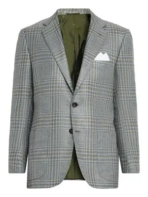 Kiton Apos;s Woven Plaid Single-breasted Sport Coat - Olive