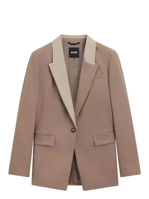 BOSS Contrast-lapel Wool Blazer - Neutrals