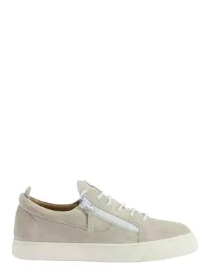 GIUSEPPE ZANOTTI Suede Low-top Sneakers With Zip Detail - Grey