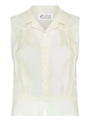 MAISON MARGIELA Pleated Sleeveless Blouse - Neutrals