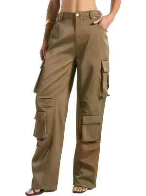 MANIÈRE DE VOIR High-Waisted Satin Cargo Trousers