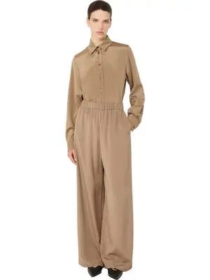 Max Mara Stretch Silk Cady Shirt - Hazelnut Brown
