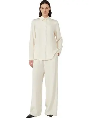 Max Mara Comfortable Trousers In Stretch Crêpe De Chine - Ivory