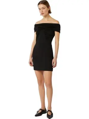 Max Mara Off-the-shoulder Viscose Dress - Black