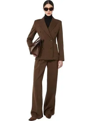 Max Mara Patterned Cotton Wool Jersey Trousers - Chocolate