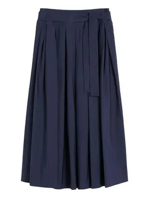 Max Mara Pleated Cotton Poplin Skirt - Navy