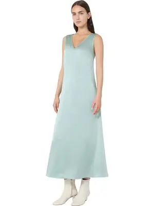 Max Mara Flowing Satin Maxi Dress - Jade
