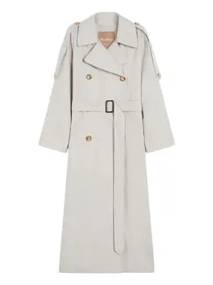 Max Mara Long Double-breasted Trench Coat - Ecru