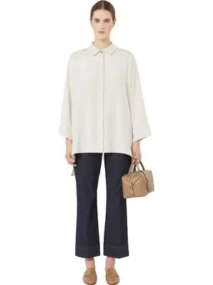 Max Mara Oversized Crepe De Chine Shirt - Optical White