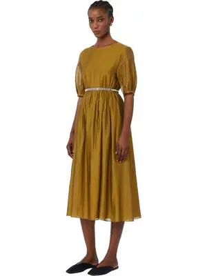 Max Mara Silk-blend Organza Midi Dress - Mustard