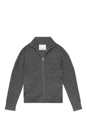 Isabel Marant Benett Ribbed Merino Wool Cardigan - Dark Gray