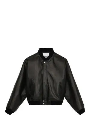 Isabel Marant Blaike Lambskin Leather Bomber Jacket - Black