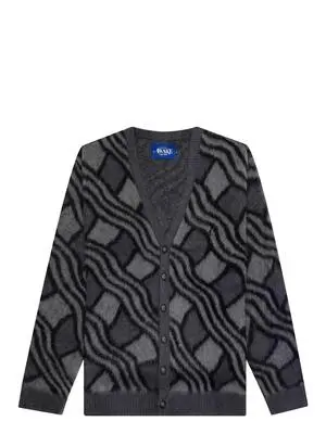 AWAKE NY Patterned Jacquard Cardigan - Black