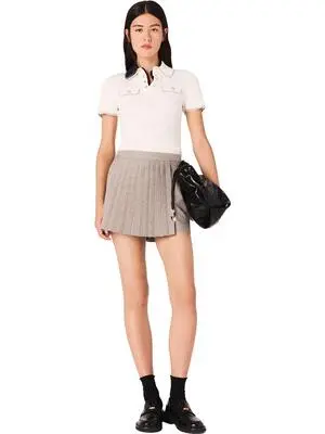 Maje Pleated Rhinestone Skort - Light Grey