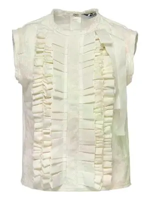 MSGM Ruffled Front Sleeveless Blouse