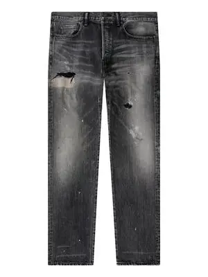 John Elliott Distressed Straight Leg Jeans - Black