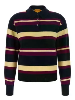 Guest In Residence Striped Polo Shirt - Black