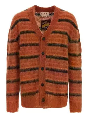 Marni Brushed Striped Cardigan - Orange