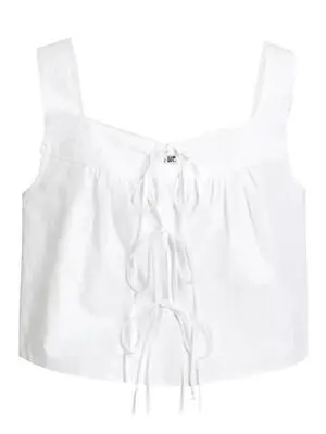 Ciao Lucia Emilia Tie-front Top - White
