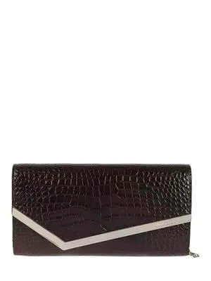 JIMMY CHOO Clasp Bag With Crocodile Effect - Brown
