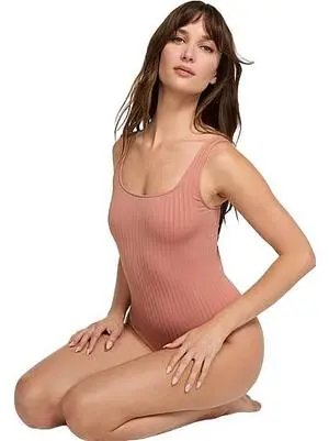Victoria's Secret Smooth Seamless Rib Tank Bodysuit - Brown