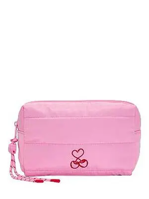 Pink Quilted Puffer Makeup Bag Pink