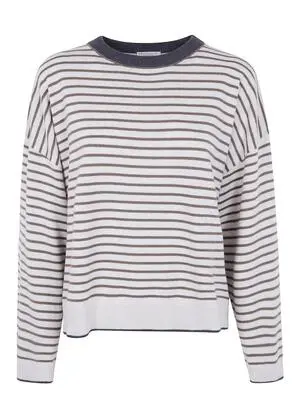 BRUNELLO CUCINELLI Boatneck Striped Sweater