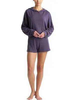 Natori Mila Waffle Everywhere Hoodie - Twilight Blue