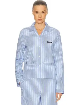 Miu Miu Cotton Button-up Top - Celeste