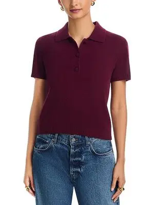 Aqua Aqua 100% Cashmere Polo Sweater Black Cherry