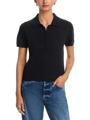 Aqua Aqua 100% Cashmere Polo Sweater Black