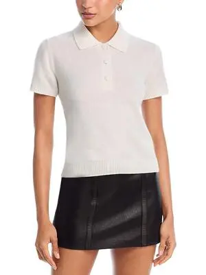 Aqua Aqua 100% Cashmere Polo Sweater Ivory