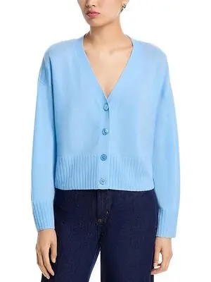 Aqua 100% Cashmere V-neck Cardigan - Bright Sky